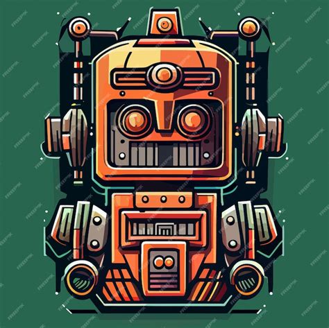 로봇 플랫 디자인 벡터 아트 로봇 아이콘 프리미엄 벡터
