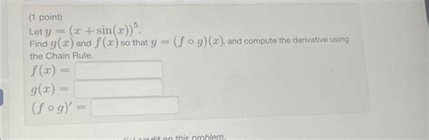 solved 1 point given the following functions f u u5 2