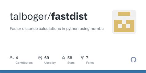 GitHub Talboger Fastdist Faster Distance Calculations In Python Using Numba
