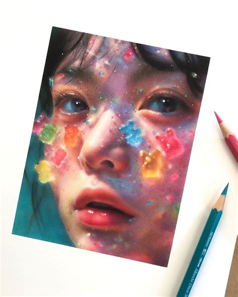 밍기적그린 아뜰리에 우진작가님 자율반 색연필화 수강생작입니다💙🫧 곰도리 젤리 디테일이 정말 최고💛🧸 Lin00 Instagram