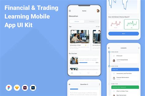 金融和贸易学习移动应用app Ui Kit Fig Psd Sketch Xd 云瑞设计