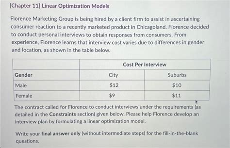 solved [chapter 11] linear optimization models florence