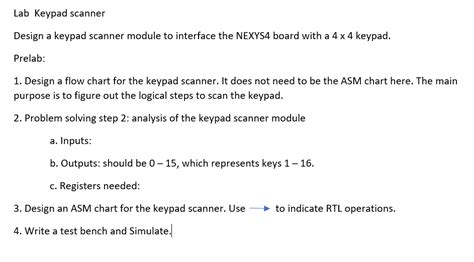 Lab Keypad Scanner Design A Keypad Scanner Module To