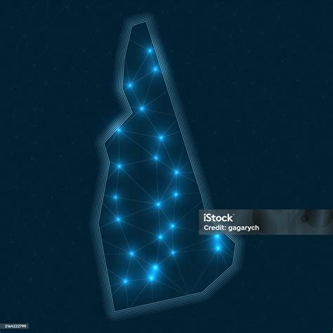 뉴햄프셔 네트워크 지도 미국 주의 추상적인 기하학적 지도 디지털 연결 및 통신 설계 빛나는 인터넷 네트워크 매력적인 벡터