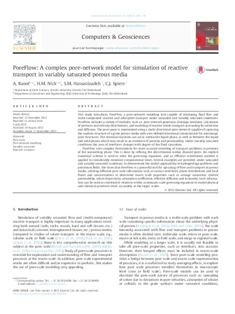 Pdf Poreflow A Complex Pore Network Model For Simulation Of Reactive