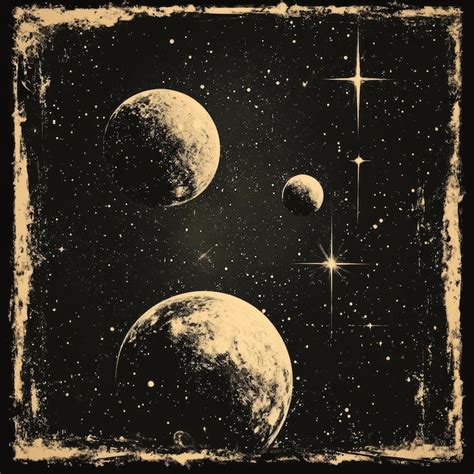 A Vintagestyle Depiction Of Planets And Stars In A Cosmic Space Scene Premium Ai Generated Image