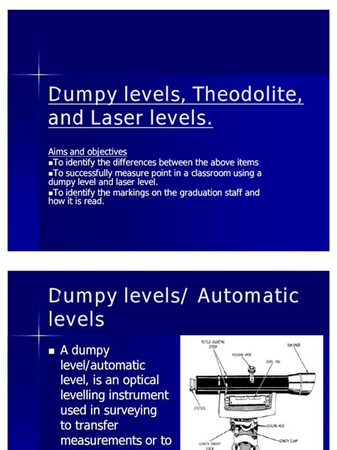 Dumpy Levels Theodolite And Laser Levels Pdf Atomic Optics
