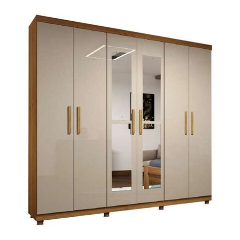 Guarda Roupa Casal Com Espelho Olimpo Ii 6 Pt 3 Gv Cinamomo E Off White Leroy Merlin