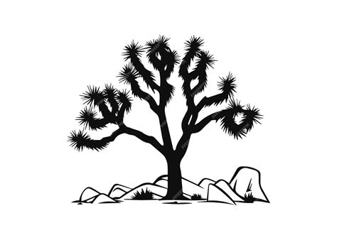 Silhouette Of A Joshua Tree Vector Illustration Premium Ai Generated