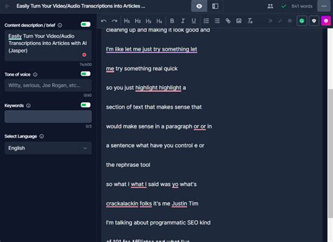 quickly turn your video audio transcriptions into articles with ai