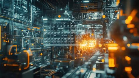 Futuristic Automated Production Line Monitoring System In Operation
