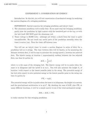 PHY Lab Uniform Circular Motion Lab Manual LAB SECTION NAME EXPERIMENT UNIFORM