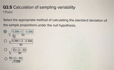Solved Q Calculation Of Sampling Variability Point Chegg