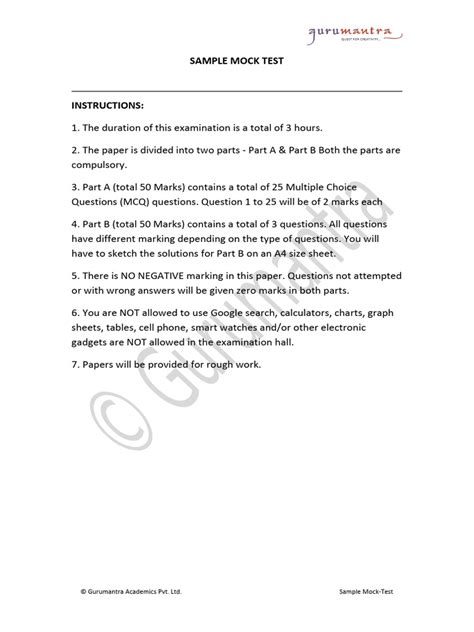 Mock Test Sample Pdf Multiple Choice Length