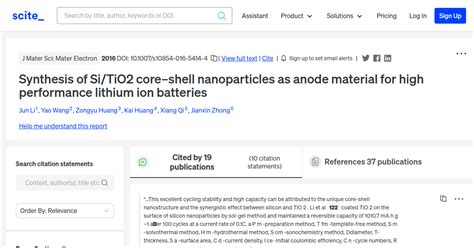 Synthesis Of Si Tio2 Core Shell Nanoparticles As Anode Material For
