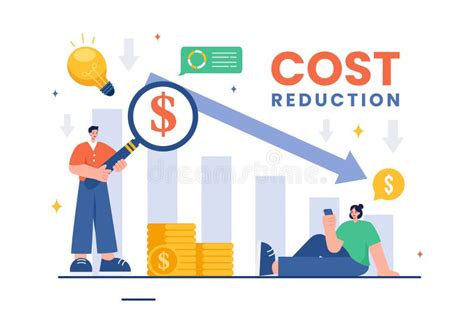 Cost Reduction Vector Illustration Depicting Decrease Price
