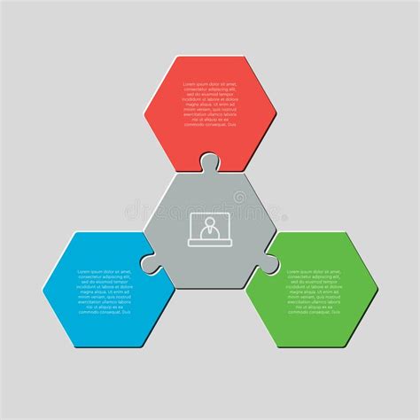 Drie Puzzels Hexagon Line Info Vector Illustratie Illustration Of