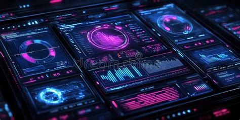 Advanced Futuristic Digital Interface Displaying Data Visualizations Vibrant Colors Stock Photos ...