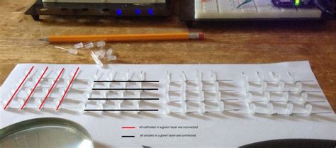 4x4x4 led cube prototype anode cathode connections for a layer