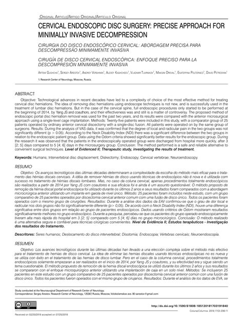 Pdf Cervical Endoscopic Disc Surgery Precise Approach For Minimally