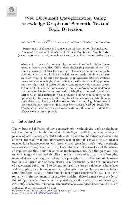 Pdf Web Document Categorization Using Knowledge Graph And Semantic