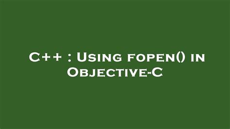 c using fopen in objective c youtube