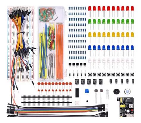 kit de inicio de componentes básicos electrónicos con fuente de