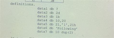 Solved Write A Complete Data Segment Definition To Chegg Com