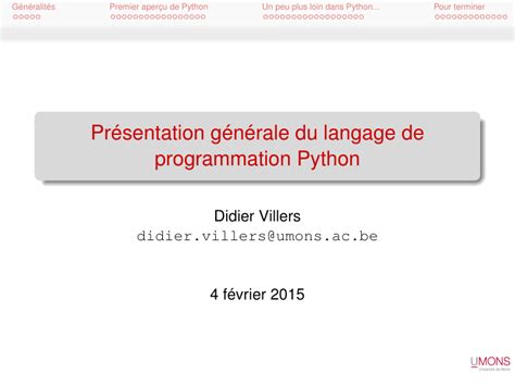 présentation générale du langage de programmation python
