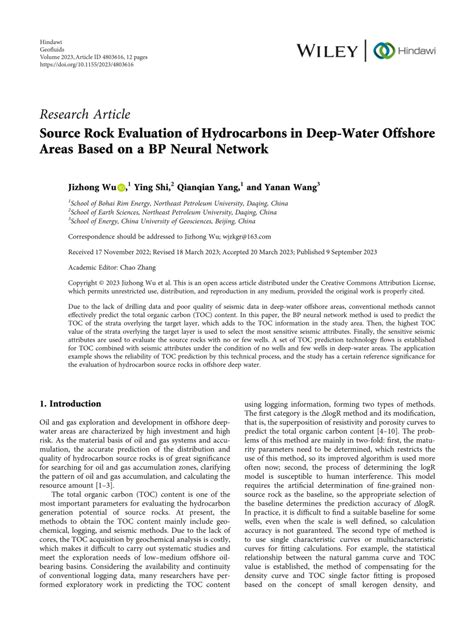 Pdf Source Rock Evaluation Of Hydrocarbons In Deep Water Offshore