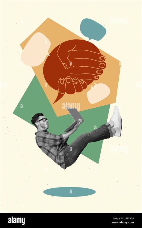 3d Retro Abstract Creative Artwork Template Collage Of Cool Guy Online Deal Modern Gadget