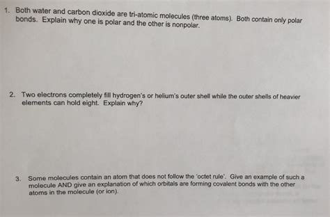 Solved 1 Both Water And Carbon Dioxide Are Tri Atomic