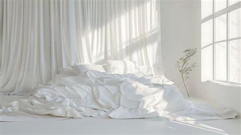 Hyper Detailed Image Of A Simplistic Bedroom White Sheets No Clutter
