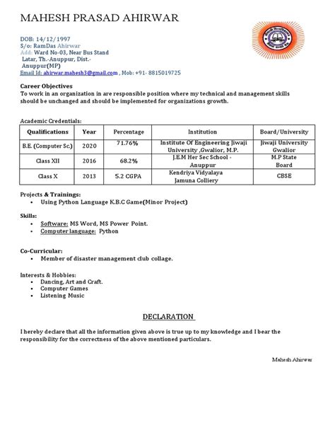 Mahesh Prasad Ahirwar Pdf
