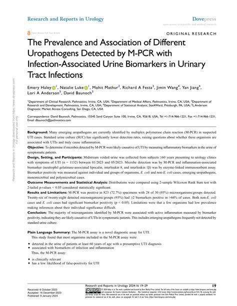 Pdf The Prevalence And Association Of Different Uropathogens Detected By M Pcr With Infection