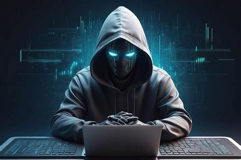 Premium Photo Hacker In A Hood Using A Laptop Coding And Data On A