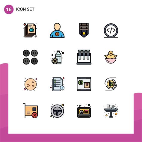 16 Thematic Vector Flat Color Filled Lines And Editable Symbols Of Clothes Web Military