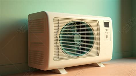 효율적인 가정용 냉난방을 위한 최신 팬 지원 에어컨 시스템의 3d 그림 효율적 배경 에너지 배경 시스템 배경 이미지 Hd