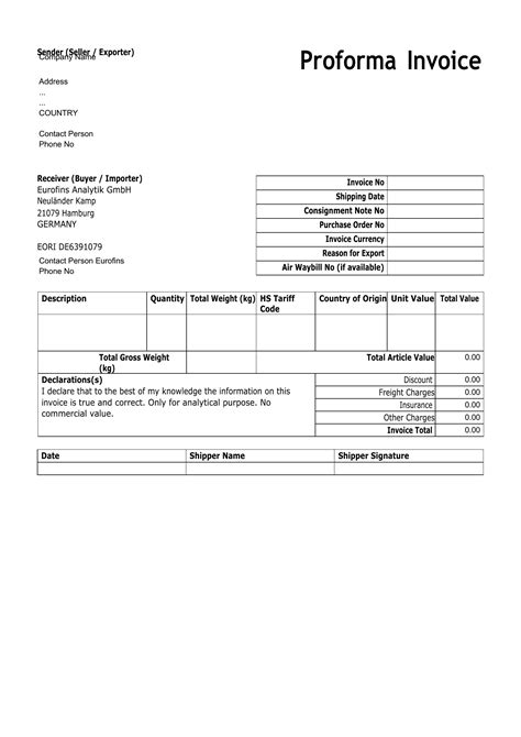 Proforma Invoice Template Spark Premium Template Template Spark
