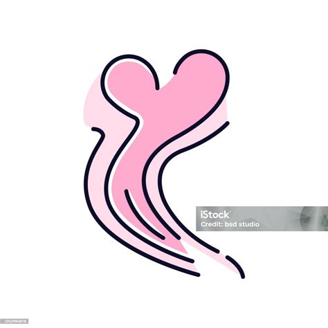 냄새 핑크 Rgb 색상 아이콘입니다 좋은 냄새 아로마는 하트 모양으로 소용돌이 좋은 향수 향기 파 향기로운 향기의 흐름 연기 퍼프 스팀 컬 증발 격리 벡터 일러스트레이션