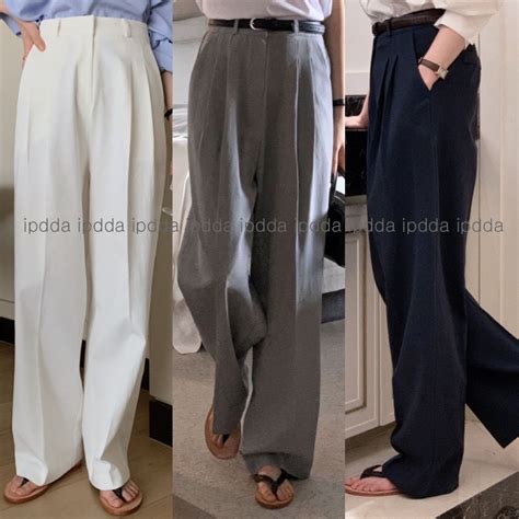 입따 Ipdda 입따 봄 일자핏 핀턱 와이드 코튼 슬랙스 6컬러 데일리 핏이 예쁜 긴바지 여성 면바지