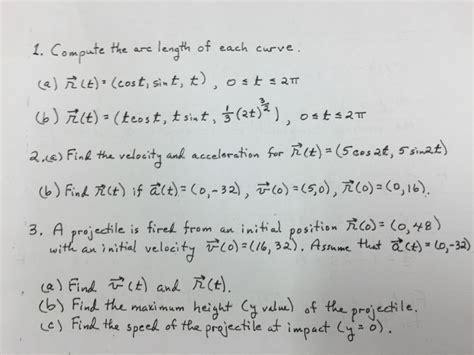 Solved Compute The Arc Length Of Each Curve R T Cost