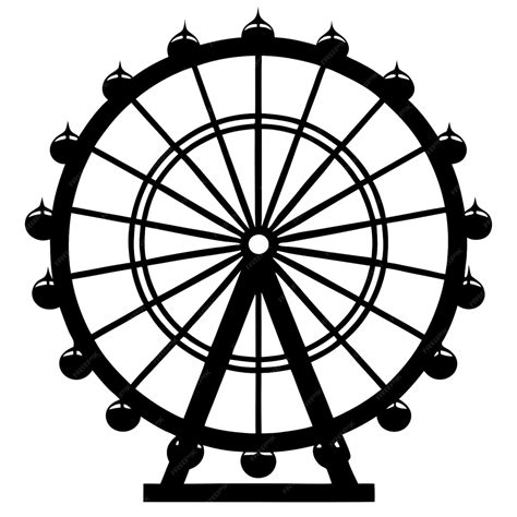 A Ferris Wheel Black Silhouette Vector Art And Illustration Premium