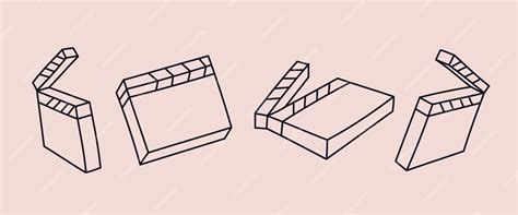Premium Vector A Set Of Outline Clapperboards In Different Angles