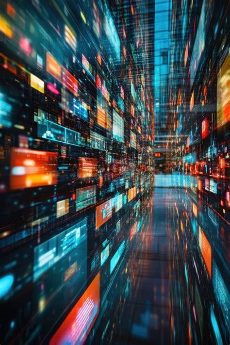 Digital Landscape Showcasing Vibrant Data Streams In A Futuristic