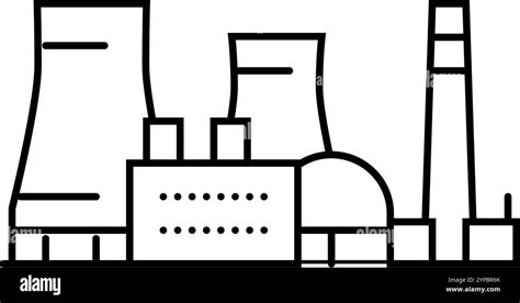 Infrastructure Nuclear Energy Line Icon Vector Illustration Stock