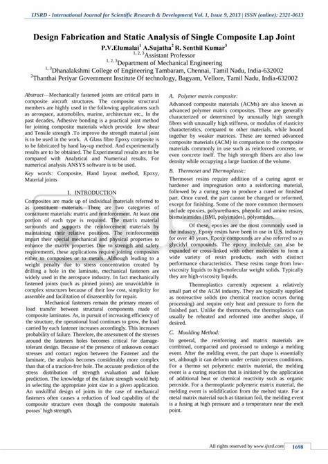 Pdf Design Fabrication And Static Analysis Of Single Composite Lap