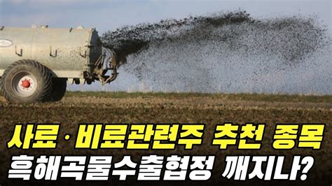 비료·사료 관련주 추천 종목 흑해곡물수출협정 깨질 위기 효성오앤비 조비 남해화학 씨티씨바이오 이지홀딩스 애드바이오텍 주가 전망 목표가 Youtube