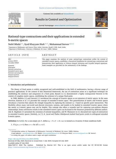 Pdf Rational Type Contractions And Their Applications In Extended B