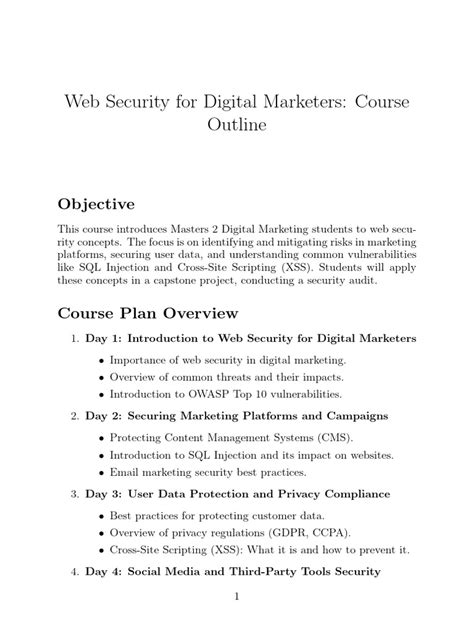 Web Security Course Outline Update Pdf Computer Security Security